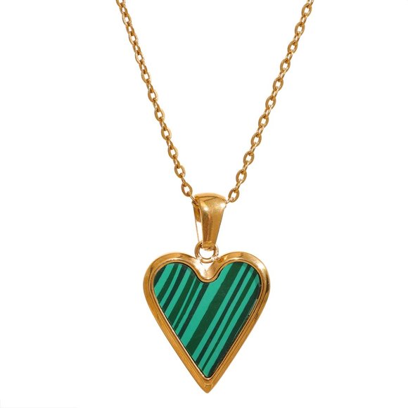 Boutique | Jewelry | Green Heart Pendant Necklace 8k Gold Plated ...